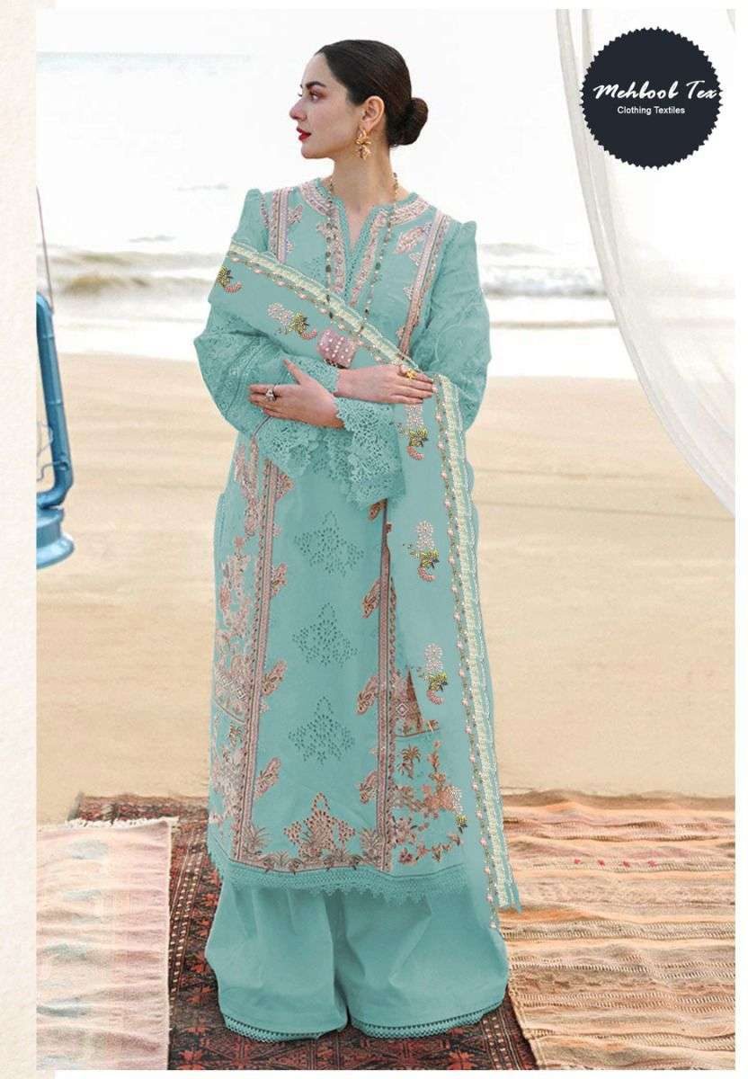 Mehboob Tex M-1331-B NX Green Semi Stitched Heavy Organza Heavy Embroidered Dress