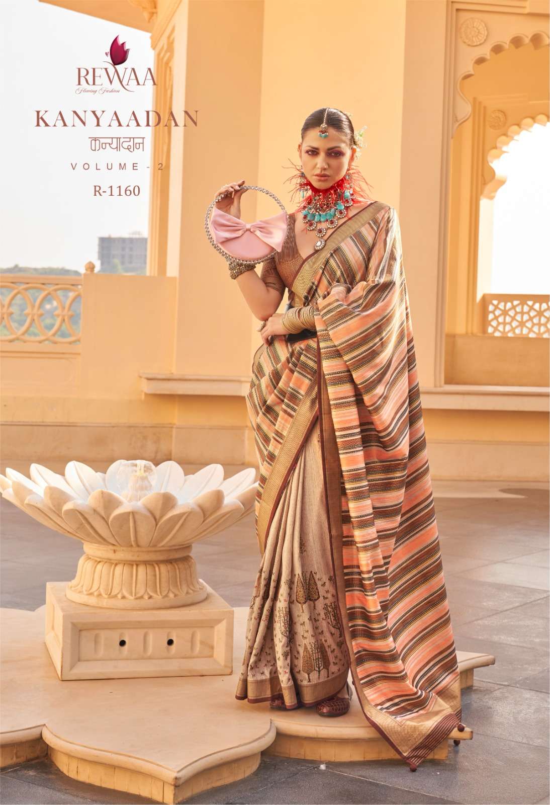 Rewaa 1160 Kanyaadan Vol-2 Cream Unstitched Designer Pv Silk Saree